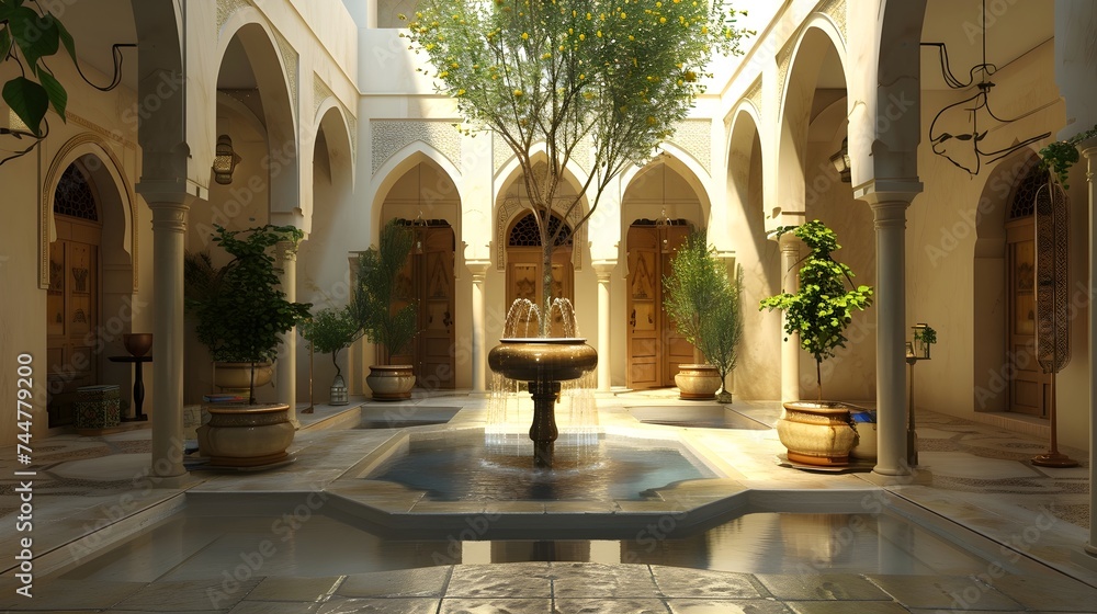 Moroccan riad , reflecting the distinctive architecture of North Africa ...