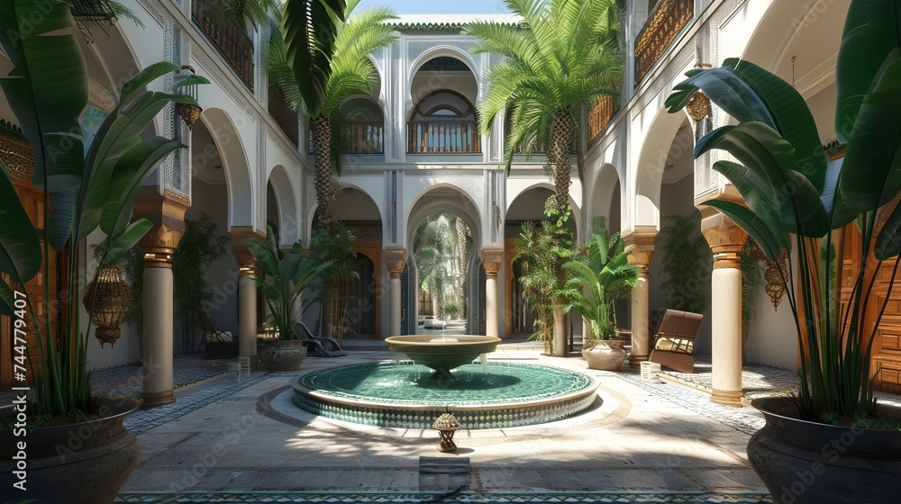 Moroccan riad , reflecting the distinctive architecture of North Africa ...