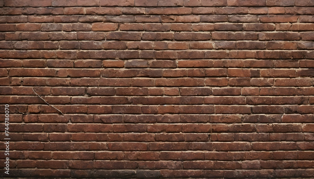 A sturdy red brick wall showcases a pattern of time-worn bricks with a ...