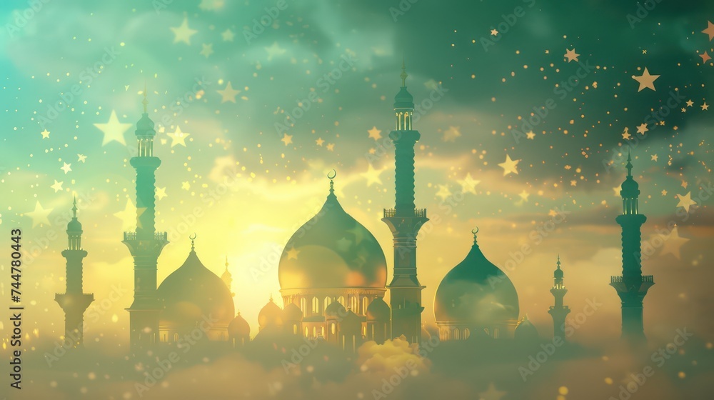 Mosque with beautiful view in background, Islamic backgrounds for Eid ...