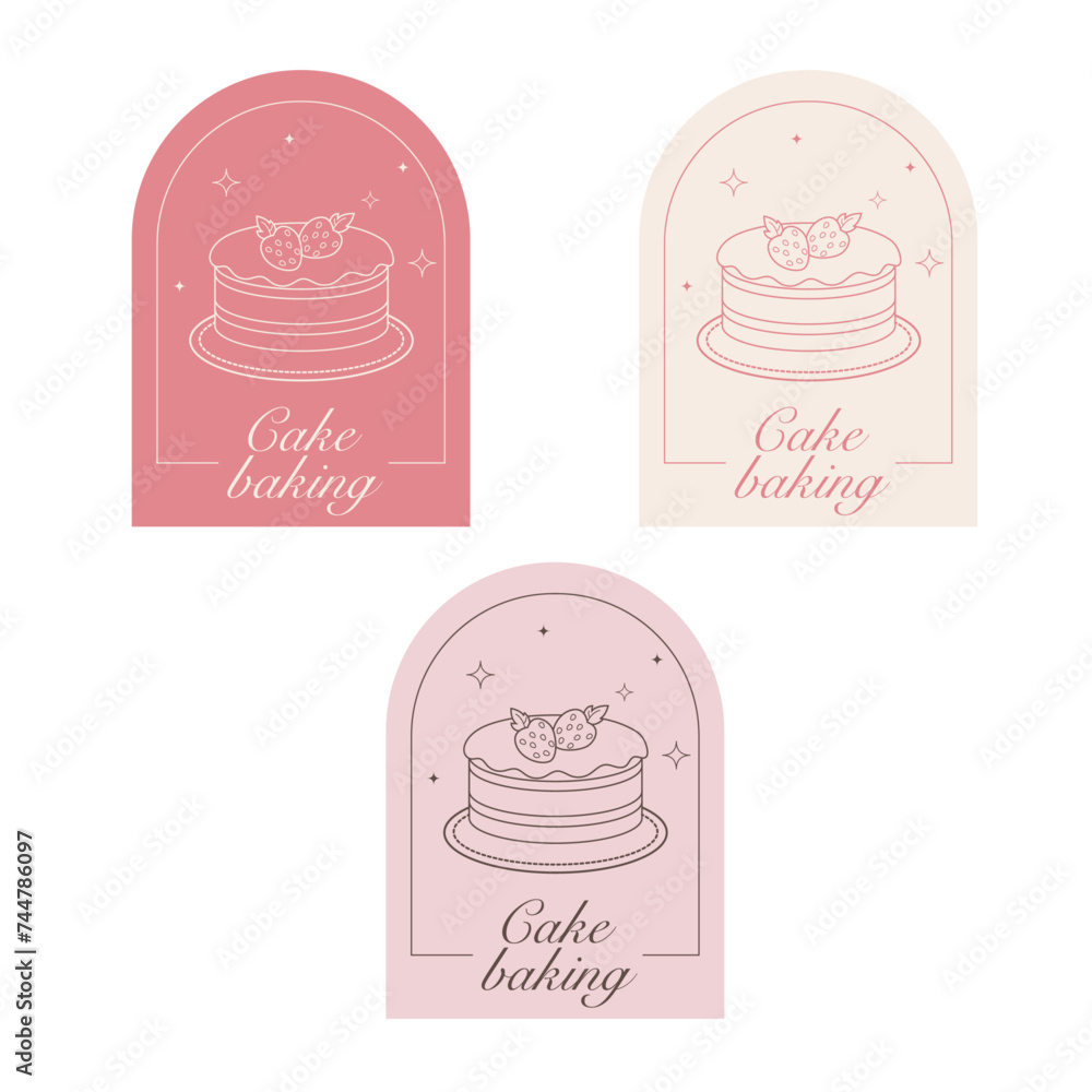 Collection of bakery logos, cute cake logos for confectionery , retro ...
