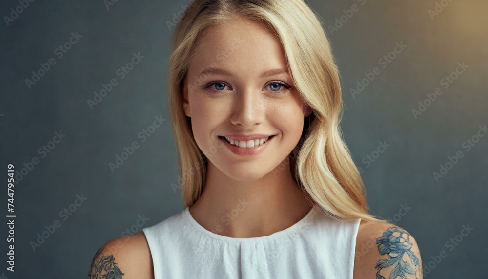 pretty smiling girl beauty female gen z model beautiful face healthy ...