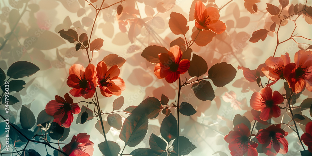 New nostalgia design arrangement poppies flowers and shadows as ...