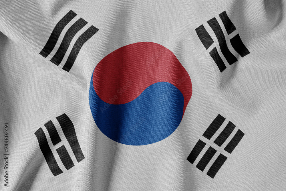 National Flag on Textured Fabric Background. Silk textured flag ...