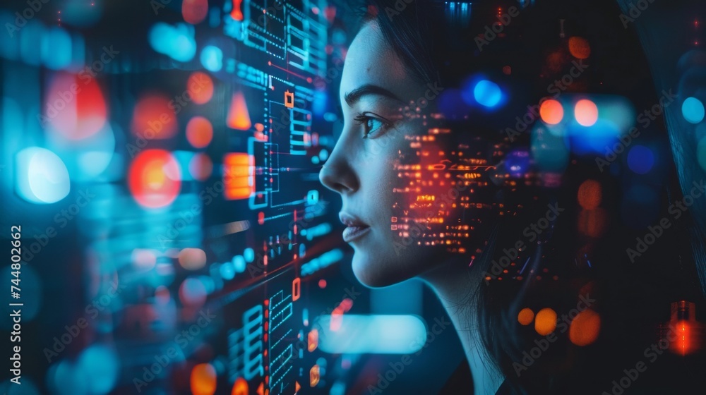 Face of futuristic and Innovative Imagery AI and Automation use of ...