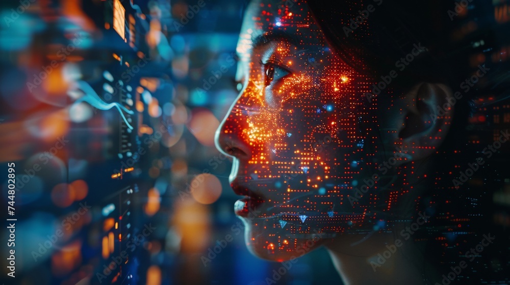 Face of futuristic and Innovative Imagery AI and Automation use of ...