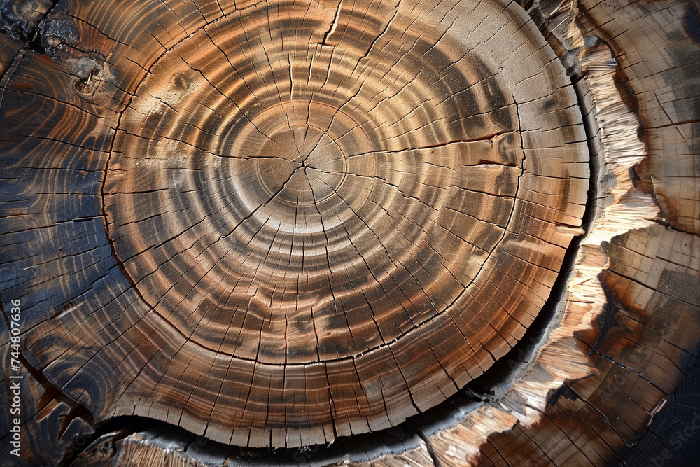 Historical Tree Growth Rings, Chipped Tree Trunk, Old Growth Cross ...