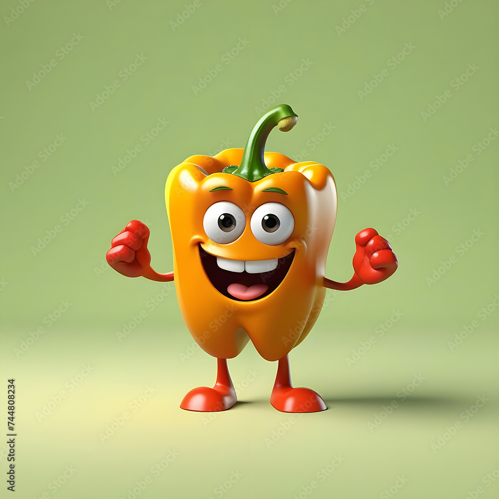 Pepper mascot. Humanized pepper in playful 3D with a beautiful smile ...