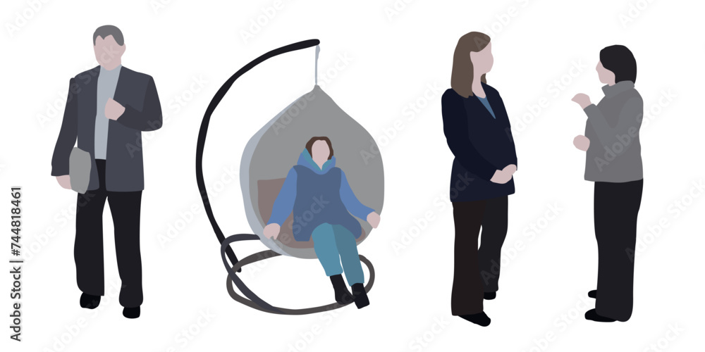 2D image for use as an entourage. Vector flat city infographics. Stock ...