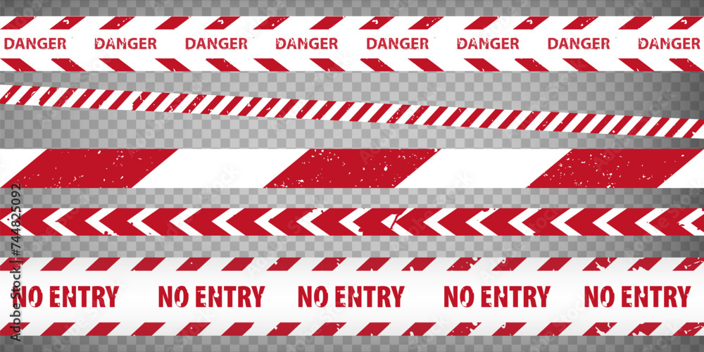 Red and white police stripe border, construction, danger, closed, no ...