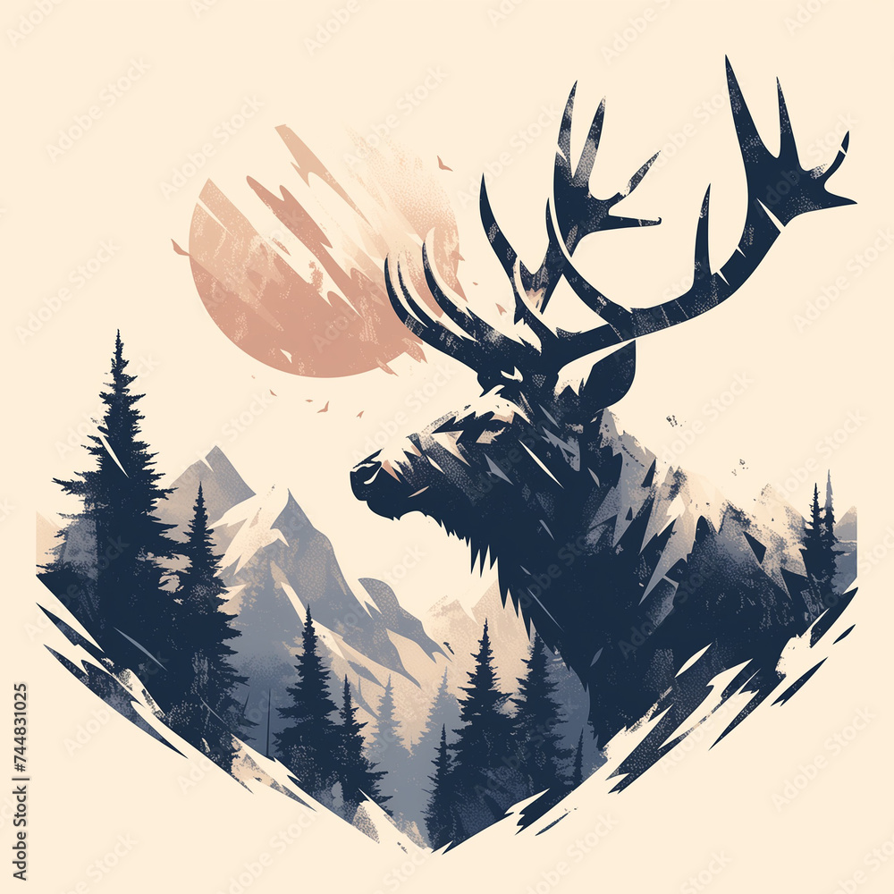 Deer badge for t-shirt design. Animal deer concept poster. Creative ...