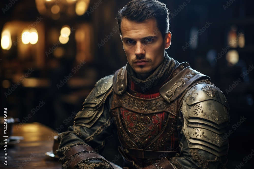 A knight clad in gleaming armor, a symbol of chivalry and valor ...