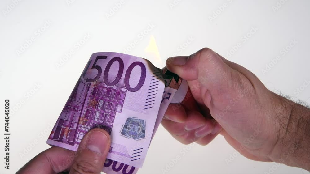 Burn Euro devaluation: heating gas cost concept. Out of Euro zone ...