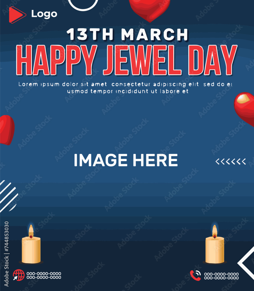 Jewel day holiday of 13th march post and banner design | Flyer concept ...