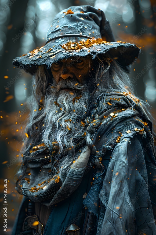 An old wandering wizard dressed as a dirty wanderer Stock Illustration ...