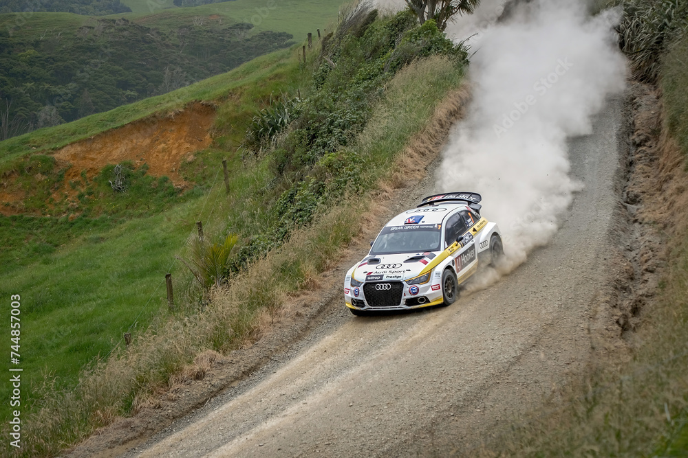 Waikato, New Zealand - Nov 25 2017: Rally racing in New Zealand with a ...