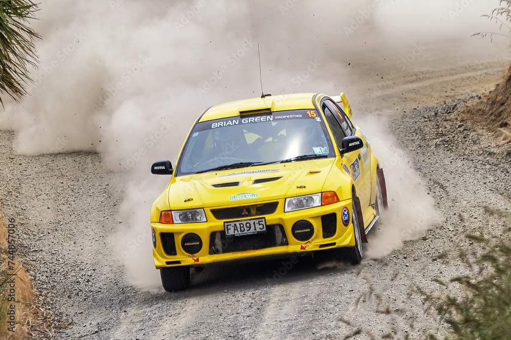 Waikato, New Zealand - Nov 25 2017: Rally racing in New Zealand with a ...