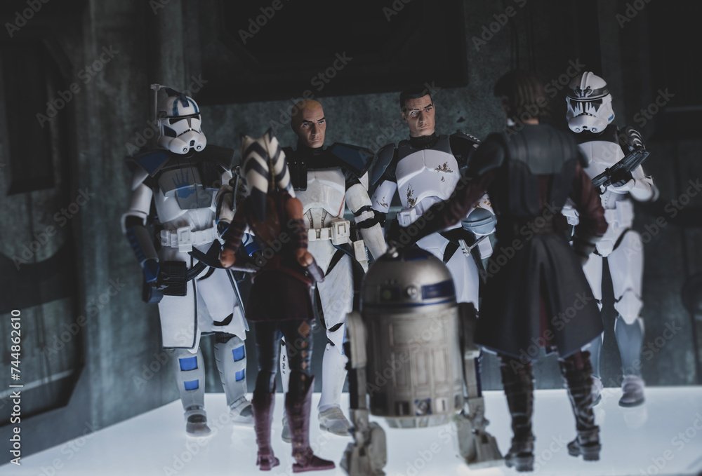 NEW YORK USA, FEB 24 2024: scene from Star Wars the Clone wars ...