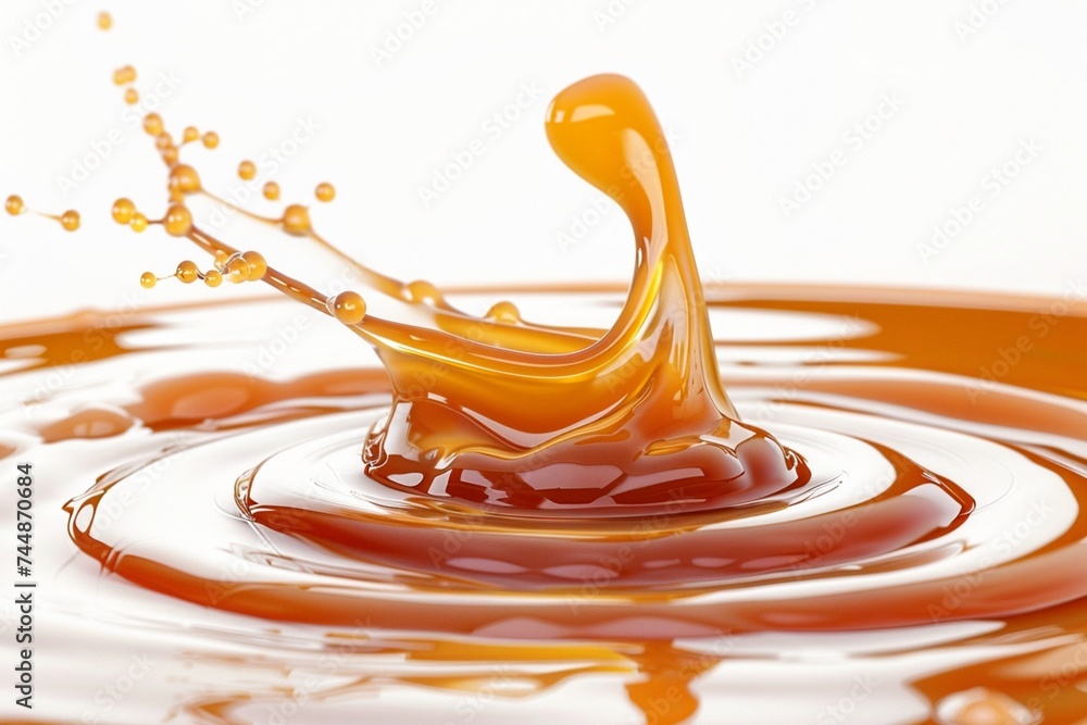 Liquid sweet melted caramel, delicious caramel sauce or maple syrup ...