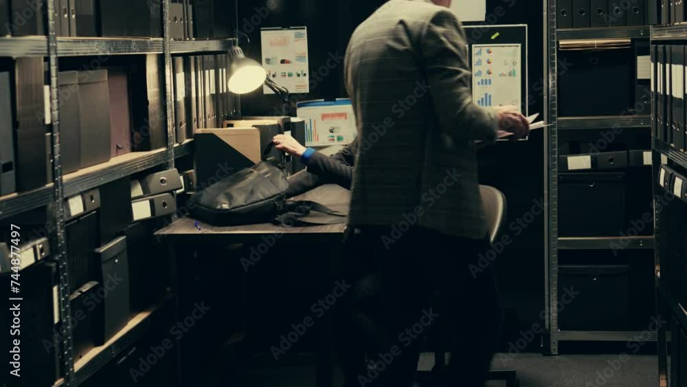 Woman detective arriving at job to solve police investigation, entering ...