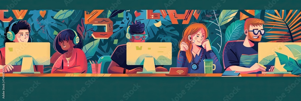 Generation Z conceptual illustration with bright and vibrant colors and ...