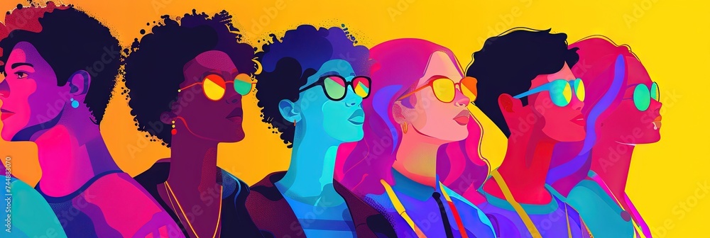 Generation Z conceptual illustration with bright and vibrant colors and ...