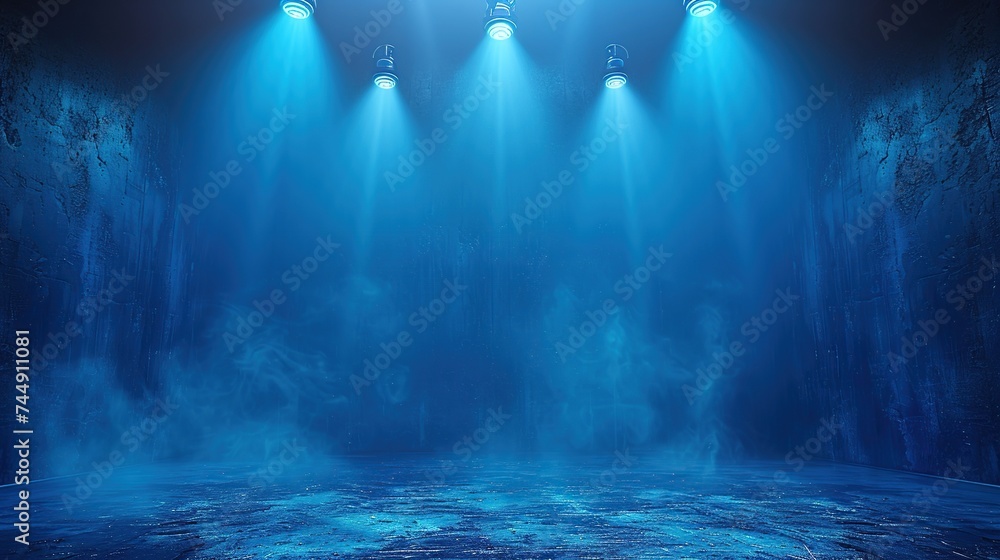 Blue spotlight background with studio lamp Stock Photo | Adobe Stock