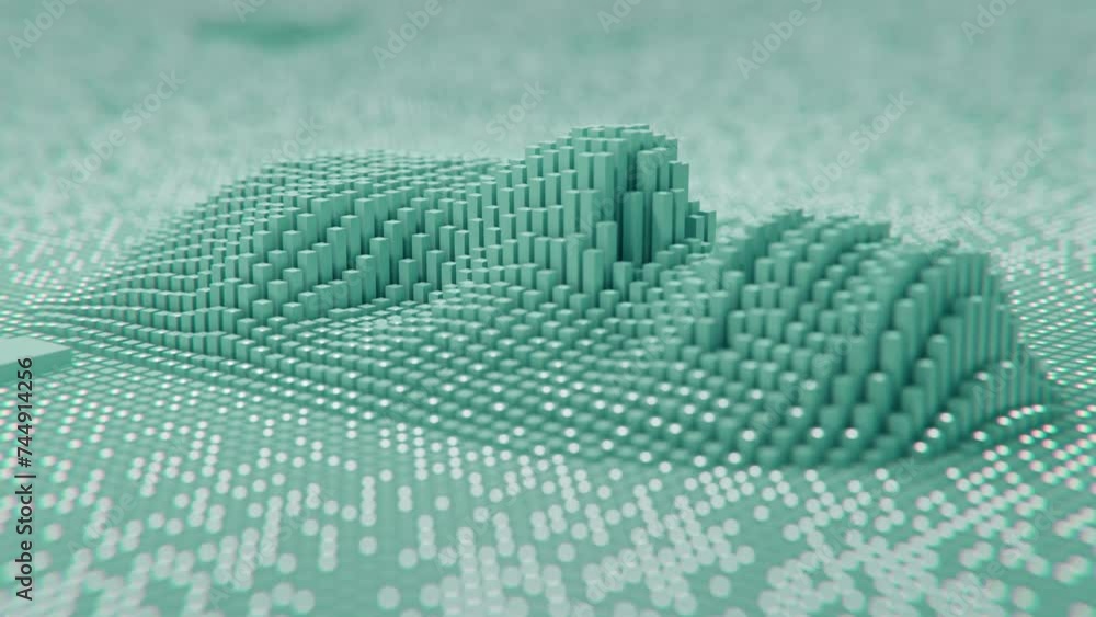 The animation showcases an array of pins coming together to form a 3D ...