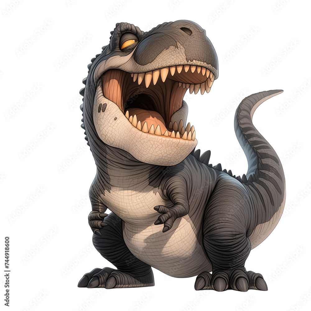 Isolated 3d cartoon funny dinosaur t-rex a white background. Sweet ...