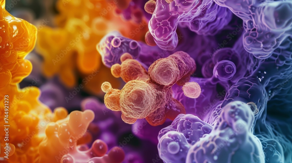 colorful symphony of structure under the electron microscope. Stock ...