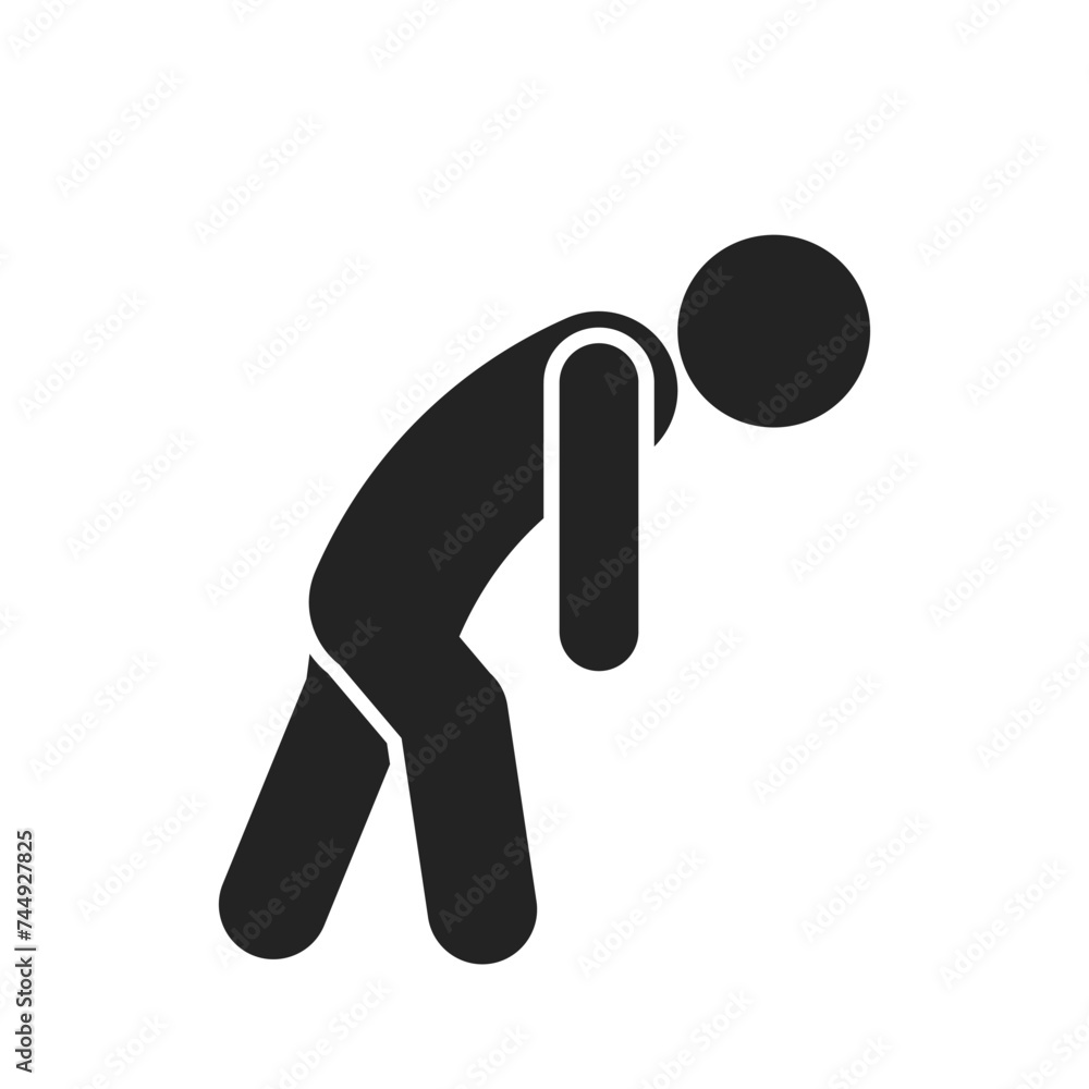 Isolated pictogram of man walking tired, fatigue, sad worker, low ...