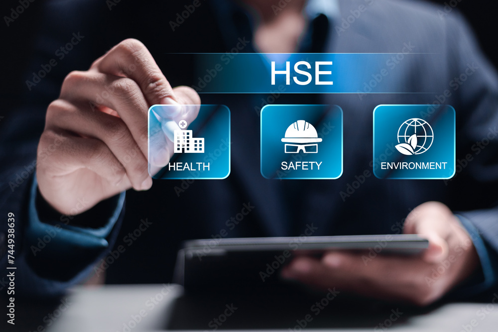 HSE, Health safety environment concept. Standard safe industrial work ...