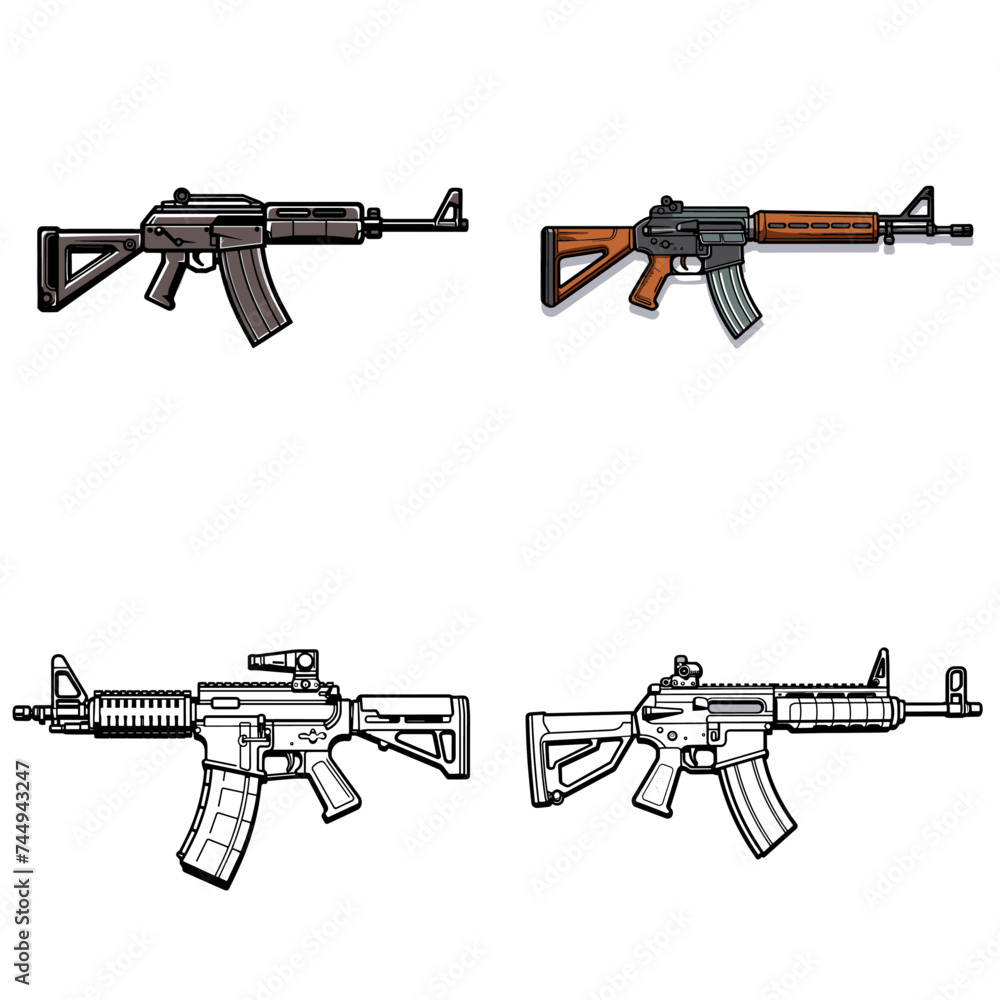 "Military Rifle". simple minimalist isolated in white background vector ...