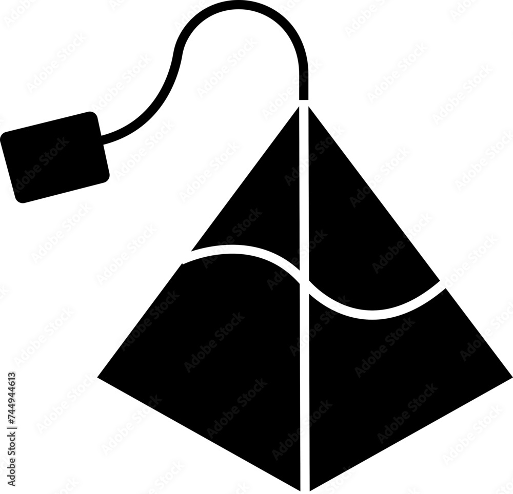 Pyramid tea bag icon in fill style. Triangle paper tea bag isolated on ...