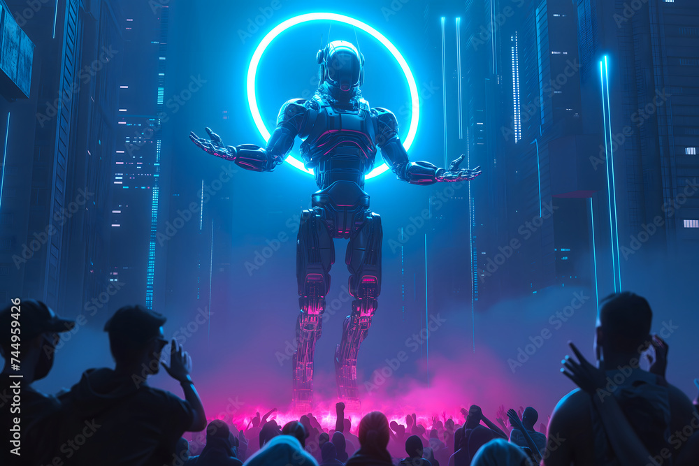 Cyber god in front of their adepts for artificial super intelligence ...