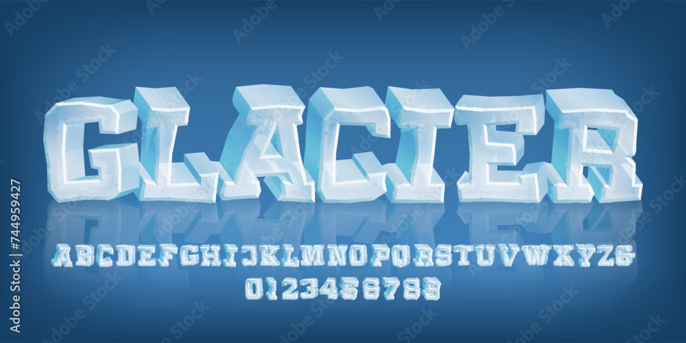 Glacier alphabet font. Cartoon ice letters and numbers. Stock vector ...