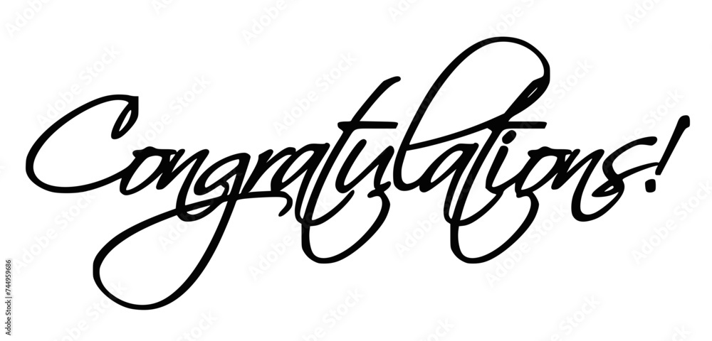 Congratulations! handwriting sign that represents a very nice graphic ...