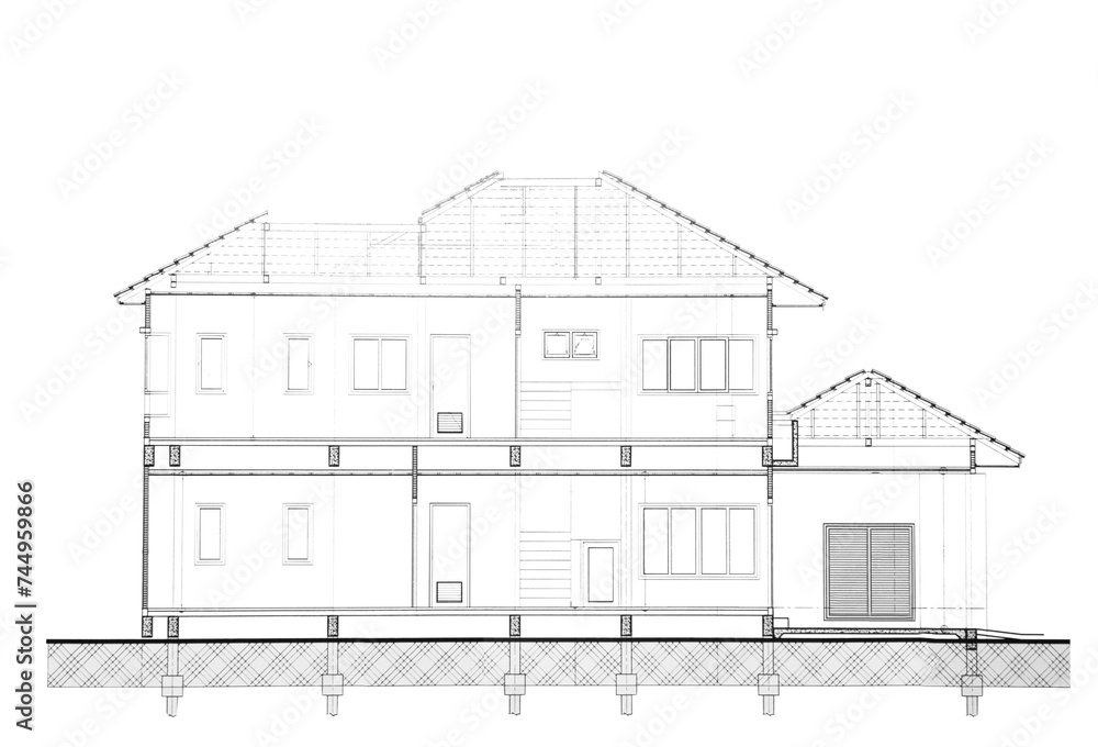 House plan drawing on transparent background (PNG File) Stock ...