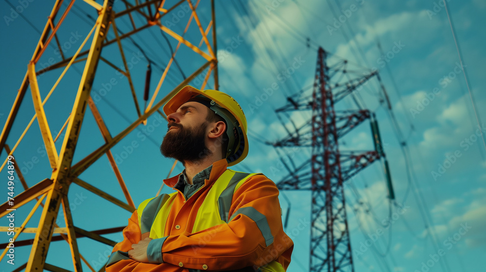 electrical engineer wearing safety dress working at grid station Stock ...