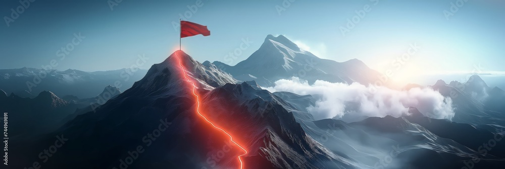 Concept of step-by-step achievement of goals. Glowing path leading to ...