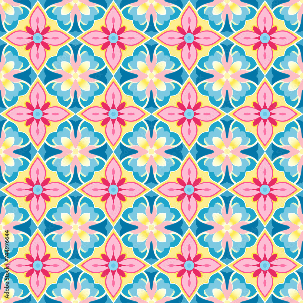 Singapore Peranakan seamless pattern, watercolor seamless tile ...