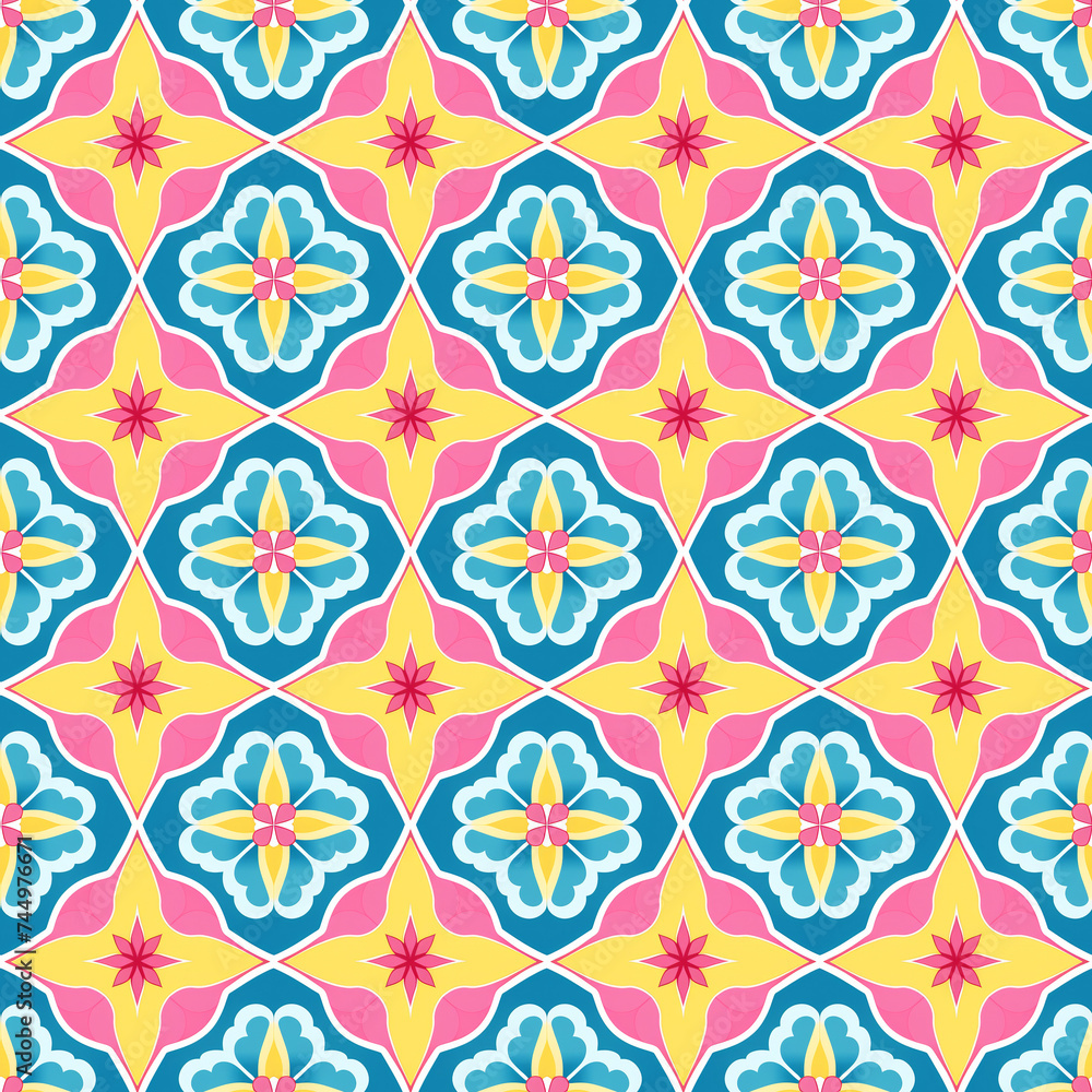 Singapore Peranakan seamless pattern, watercolor seamless tile ...
