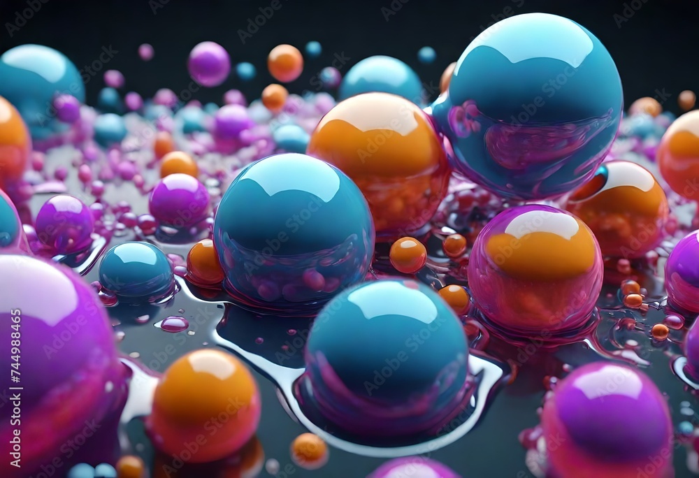 Fluid liquid blob, metaball morphing animation. Scattering, merging and ...