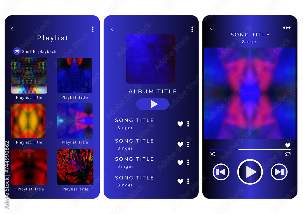 Mockup template for music player and display application charts for the ...