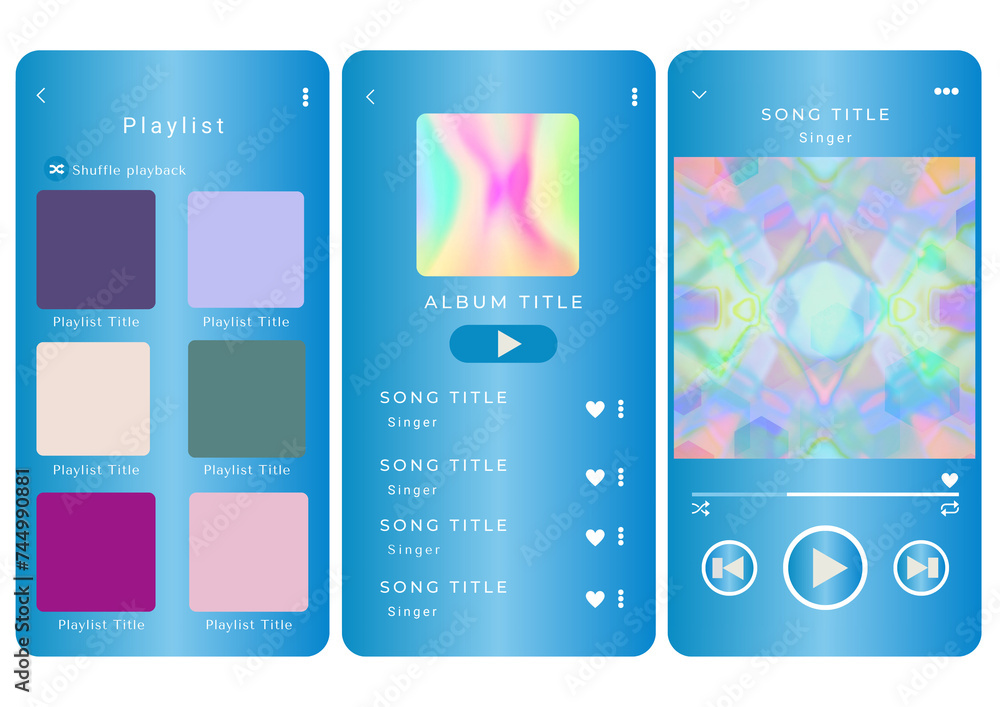 Mockup template for music player and display application charts for the ...