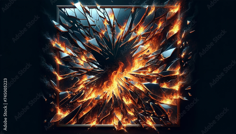 An image of a broken mirror, its once smooth surface now transformed ...