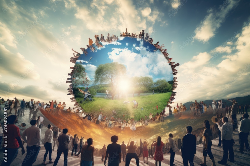 Pictures of people joining together to do activities to preserve the ...