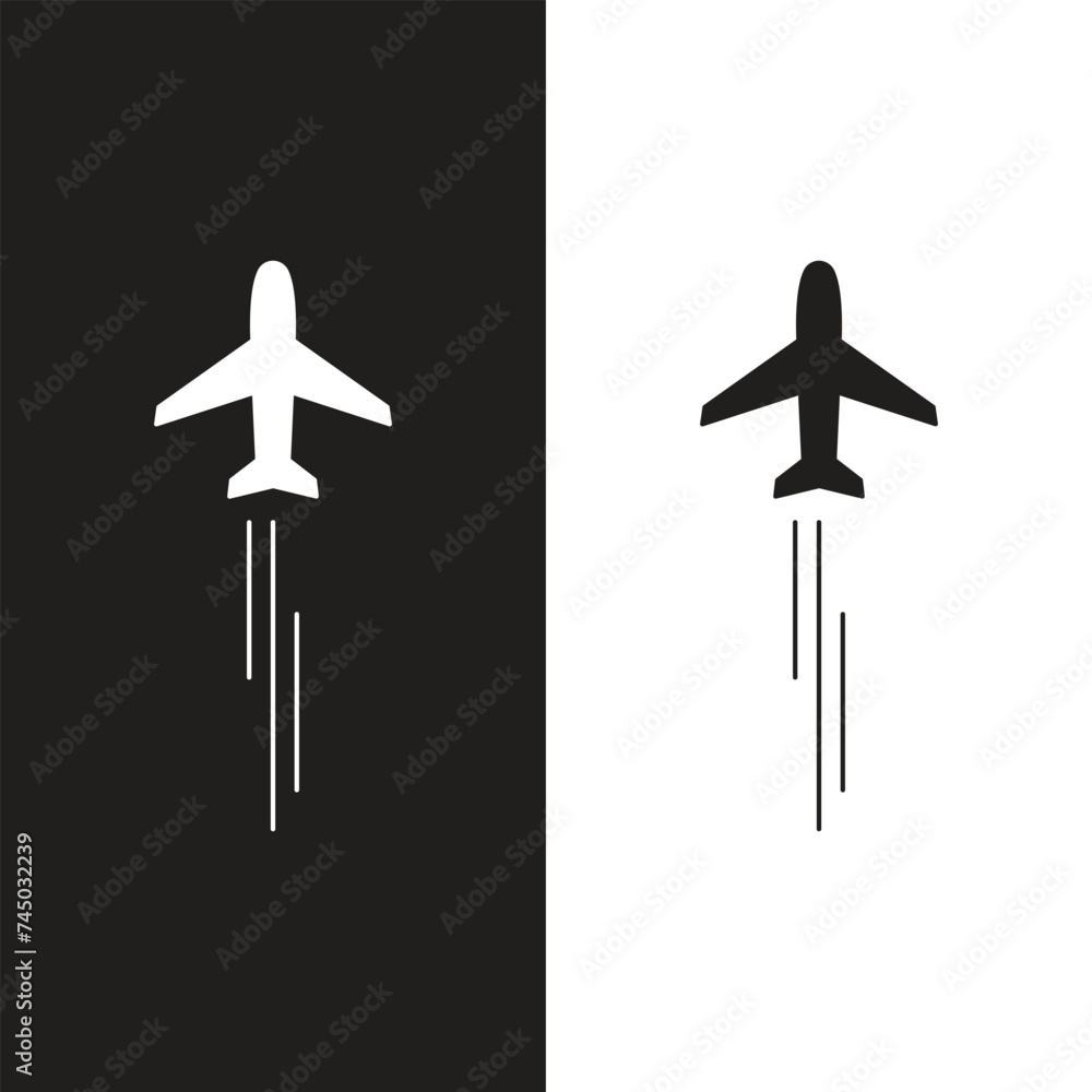 Airplane icon takeoff logo black pictogram set vector or plane take off ...
