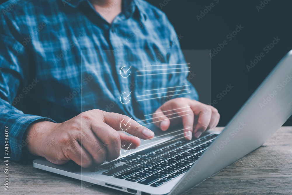 Foto de Checklist, Questionnaire with checkboxes, filling survey form ...