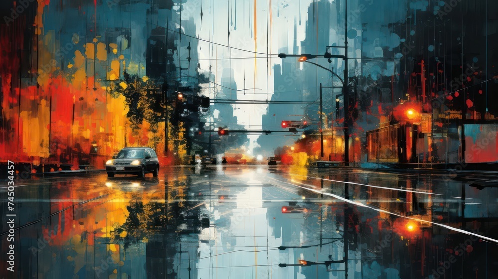 minimalist rain sky composition, captivated by the intense and dynamic ...